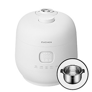 CUCHEN CRH-TWS0610PWUS | Induction Heating Dual Pressure Rice Cooker 6 Cup (Uncooked) | Full Stainless Inner Pot | High/Non-Pressure | Easy Open Handle | Auto Steam Clean | Made in Korea