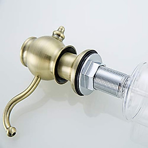 RANDOM Brushed Gold Solid Brass Soap Dispenser for Kitchen Sink, Refill from The Top, Built in Design for CounterTop with Large Liquid Soap Bottle. (Brushed Gold)