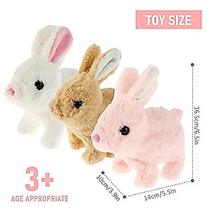 3 Pcs Electric Rabbit Toys, Educational Interactive Toy Can Walk and Talk Electric Simulation Plush Rabbit Walking and Twitch Nose Plush Animal Toy Soft Funny Interactive Toys for Toddlers Kids
