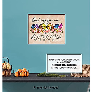 God Says You Are Wall Art - Boho Decor - Christian Inspirational Encouragement Gifts for Women - Bible Verses, Psalms, Scripture Wall Decor - Catholic Religious Gifts - Positive Motivational Quotes