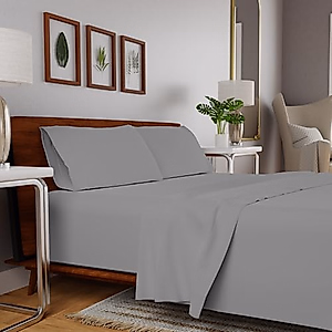 SUPREME ELEGANCE Organic 100% Cotton King Size Sheets Set Mist Gray, Percale Weave King Bedding Set, Crisp, Cooling & Breathable Mist Gray Bed Sheets King, Fits Mattress Upto 16" Deep Pocket