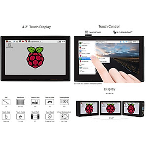 waveshare 4.3inch DSI LCD Capacitive Touch Display with Protection Case for Raspberry Pi 4 B,800×480 Resolution IPS Screen Wide Angle,MIPI DSI Interface