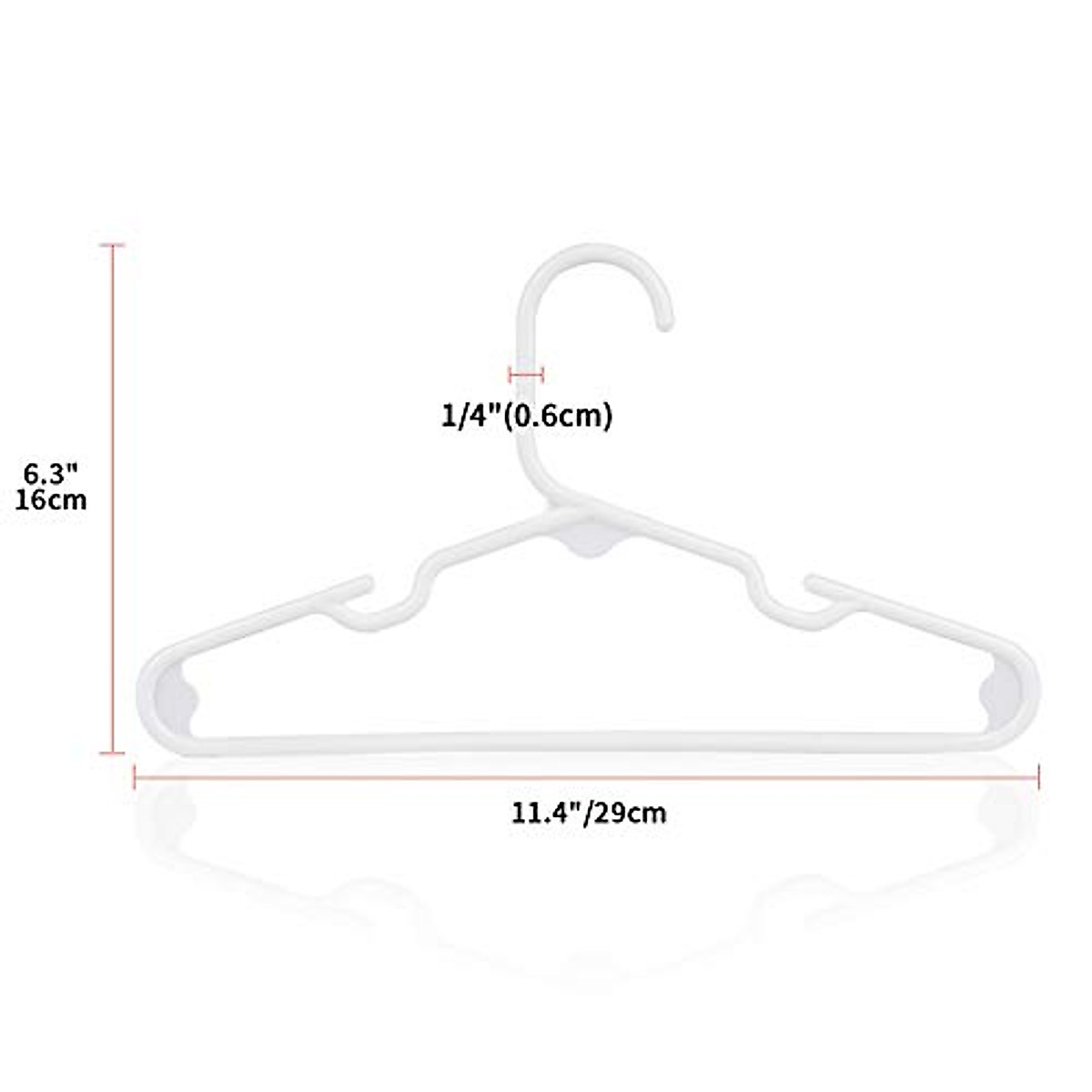 Binswloo Children's Clothes Hangers, Plastic Heavy Duty Kids Hangers Baby Nursery Hangers Tubular Hangers, 11.4 Inch, Pack of 30, White