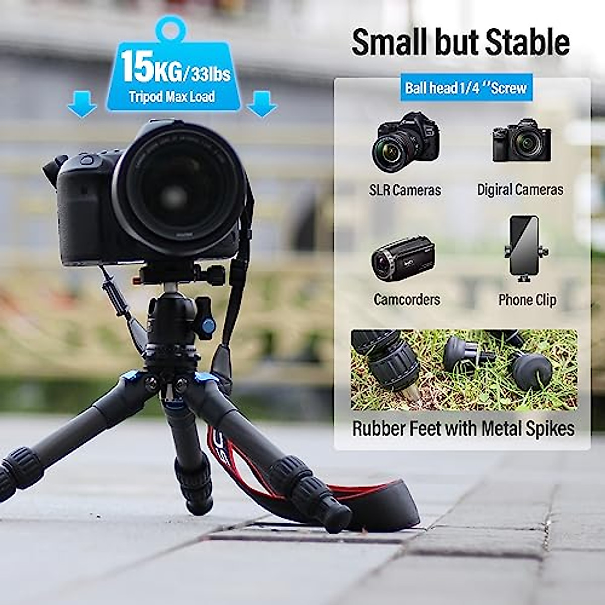 SIRUI Carbon Fiber Travel Tripod with 360° B-00K Arca-Swiss Ballhead, Mini Desktop Tripod for Mirrorless Cameras, Folded Height 12.1", Max Height 16.6″