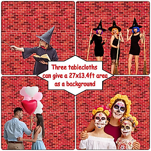 chiazllta 3 Pieces Red Brick Tablecloth Plastic Brick Wrapping Paper Stone Wall Backdrop for Christmas Party Decorations Fireplaces Curtains Door Wallpaper Photography Supplies