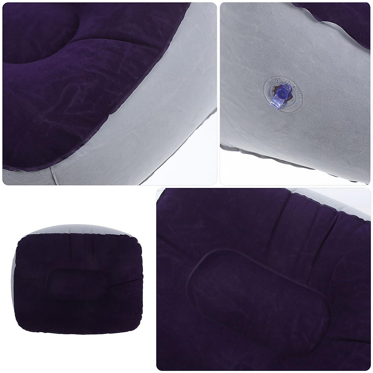 BESPORTBLE Inflatable Foot Rest Pillow Travel Footrest Cushion Outdoor Airplane Massage Stool Relax Cushion 2 Pcs (Grey Blue)