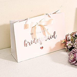 Crisky Will You Be My Bridesmaid Gift Bags, Bridesmaid Proposal Bags Bridesmaid Gift Rose Gold, 1 Maid of Honor & 6 Bridesmaid