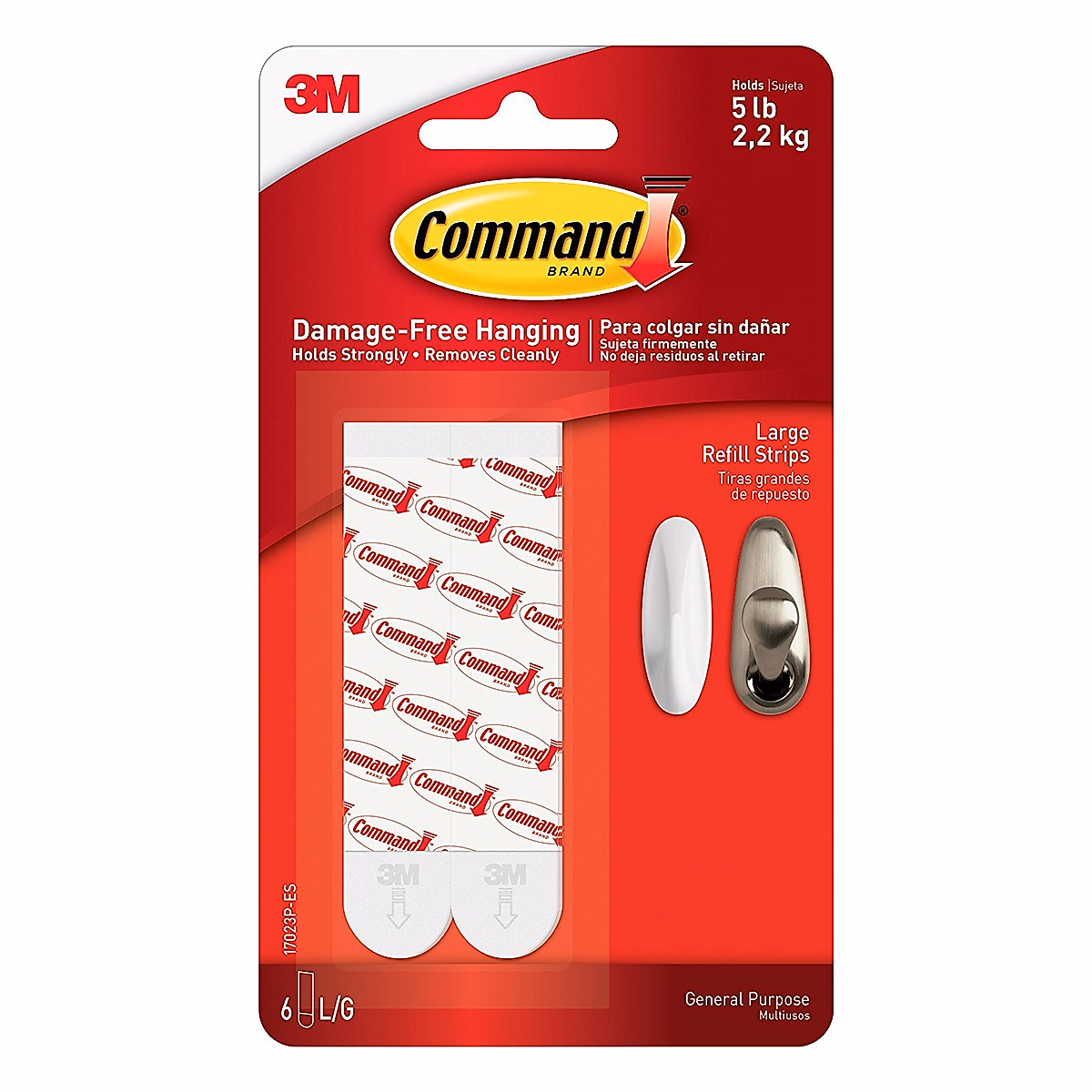Command Mounting Refill Strips, Large, 6-Strip