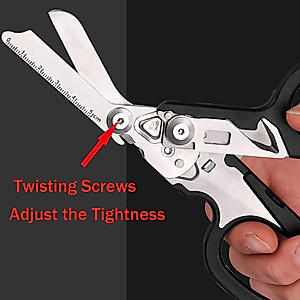 Elegital Emergency Response Shears, Stainless Steel Foldable Scissors Pliers, Outdoor Camping Rescue Scissors Tools, Black +Sheath,