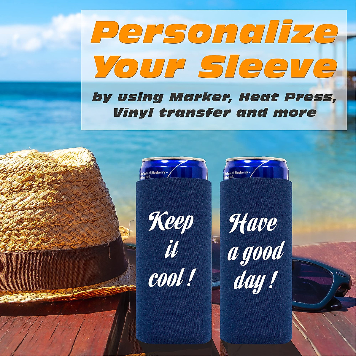 QualityPerfection Magnetic Slim Can Cooler Sleeve, Beer/Energy Magnet Tall 12 oz Skinny size Neoprene 4mm Thickness (2, Hot Pink)