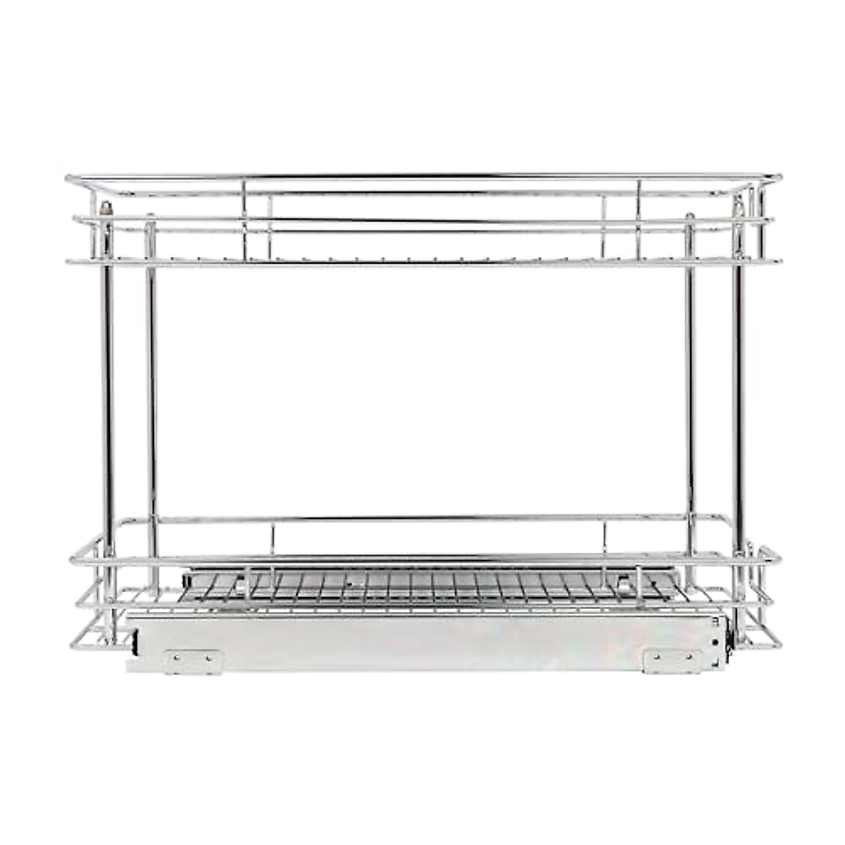 Pull Out Cabinet Organizer, 2-Tier Cabinet Pull Out Shelves Kitchen Cabinet Organizer Storage Kitchen Cabinet Pull Out Shelf and Drawer Organizer Slide Out Drawer Pantry Shelf (Silver, 10.5x21.5in)