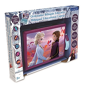Lexibook Disney Frozen 2 - Educational and Bilingual Laptop Spanish/English - Girls Toy with 124 Activities to Learn, Play Games and Music with Elsa & Anna - Blue/Purple, JC598FZi2