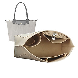Lckaey Purse Organizer Insert for le pliage large Handbags Insert Organizer1012beige-L