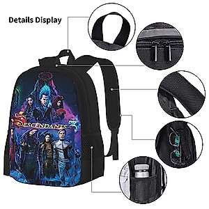 BNALAO Descendants Cartoon 3 Movie 3PCS Cartoon Backpack Set Laptop Backpack Portable Lunch Bag Print Pencil Case Travel Bags Daily