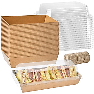 ZORRITA 100 Pack Charcuterie Boxes with Clear Lids, 7.5 Inch Small Kraft Paper Charcuterie Boxes To Go Treat Containers for Desserts, Cookies, Sandwich, Pastry, Strawberries and Cupcakes (Brown)