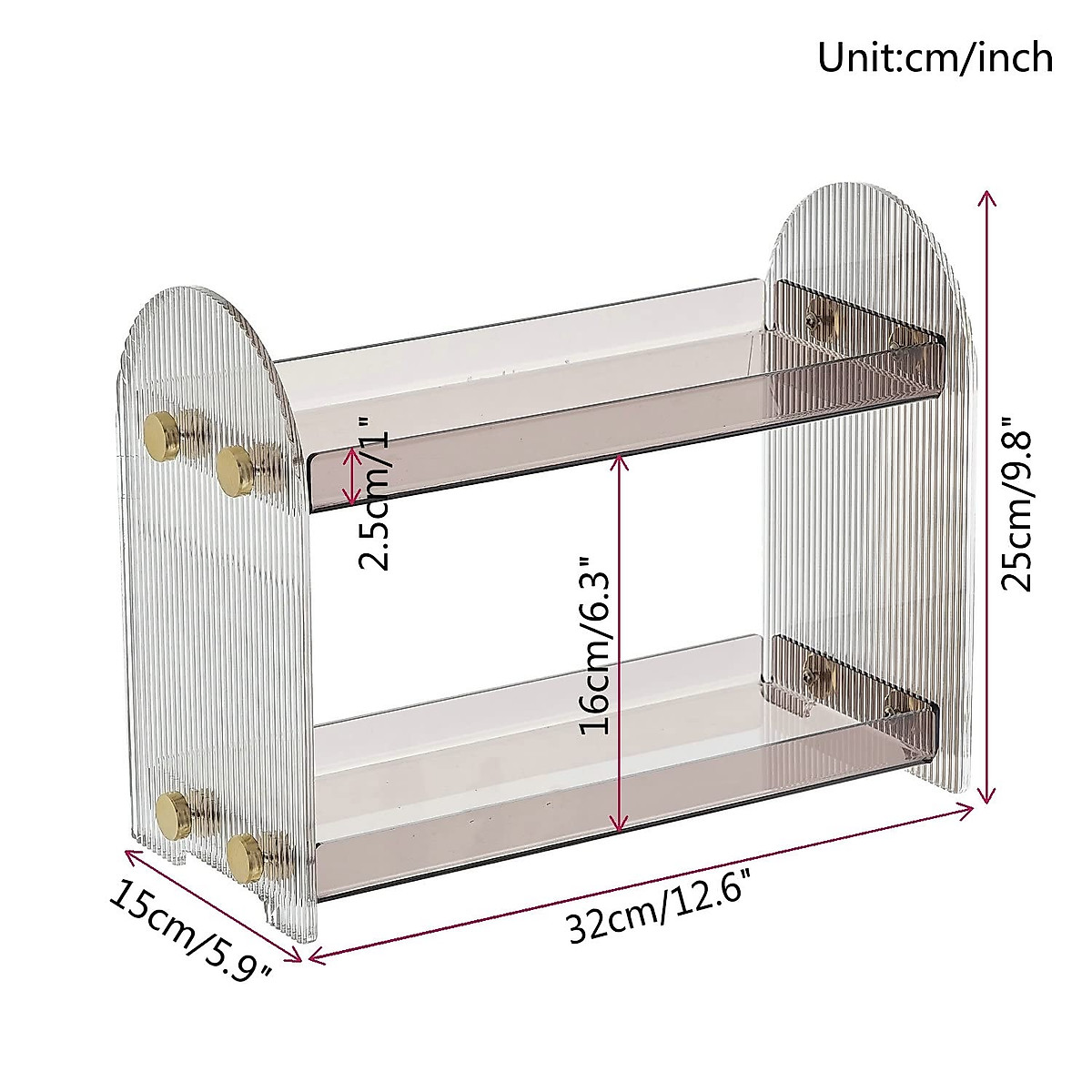 2 Tier Bathroom Countertop Organizer: Acrylic Makeup Organizer Perfume Tray Spice Rack Organization - Storage Shelf for Bathroom Kitchen Living Room Bedroom Dressing Table, Beelee