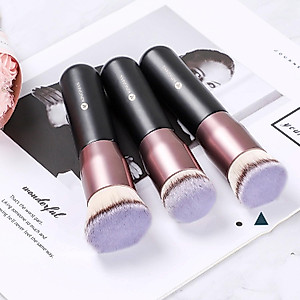 KINGMAS Flat Top Foundation Brush, Premium Kabuki Makeup Brush for Liquid, Blending, Cream, Powder,Blush Buffing Stippling Face Makeup Tools (Black, A (Flat Top))