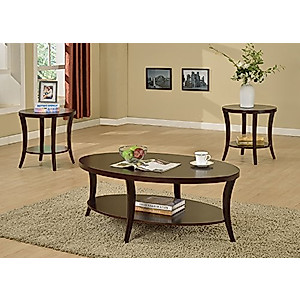 Roundhill Furniture Perth Contemporary Round End Table with Shelf, Espresso