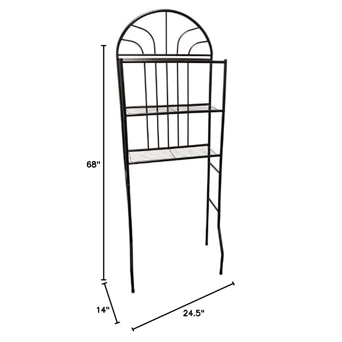 Home Basics Steel Space Saver for Bathroom (Black) | Bathroom Space Savers for Tissues, Towels, Makeup, and Beauty Supplies | Space Saver Bathroom with 3 Shelves and Non-Skid Feet