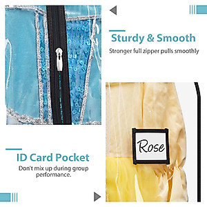 SLEEPING LAMB 3 Packs Clear Dance Garment Bags for Dancers with 4 Pockets, 40" Kids Dance Costume Garment Bag, Hanging Clothes Cover for Dance Competition, Recital, Travel & Closet Storage, Black