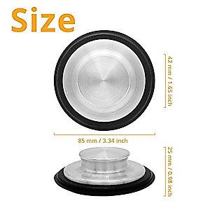 KUFUNG Sink Stopper, 3.35 Inch Universal Kitchen Sink Stopper Garbage Disposal Drain Stopper Brushed Stainless Steel Rubber STP-SS for Insinkerator, Kitchenaid, Kohler, Waste King (Silver)
