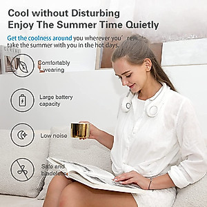 Portable Air Conditioner Neck Fan，Personal Air Cooler Hanging，4000mAh Wearable Fans，Mini，USB Rechargeable，Headphone Design，3 Speeds Silent for traveling，camping，partying，cycling， hiking，running，etc.