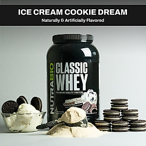 NutraBio Classic Whey Protein Powder- Full-Spectrum Amino Acid Profile - No Fillers, Artificial Colors, Preservatives - Low Glycemic Index - Ice Cream Cookie Dream, 5 Pounds