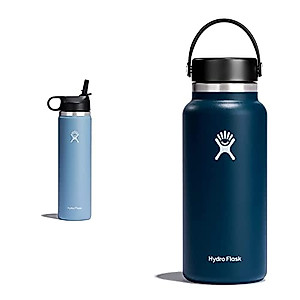 Hydro Flask 24 oz Wide Mouth Straw Lid Rain & Wide Mouth with Flex Cap - Insulated Water Bottle