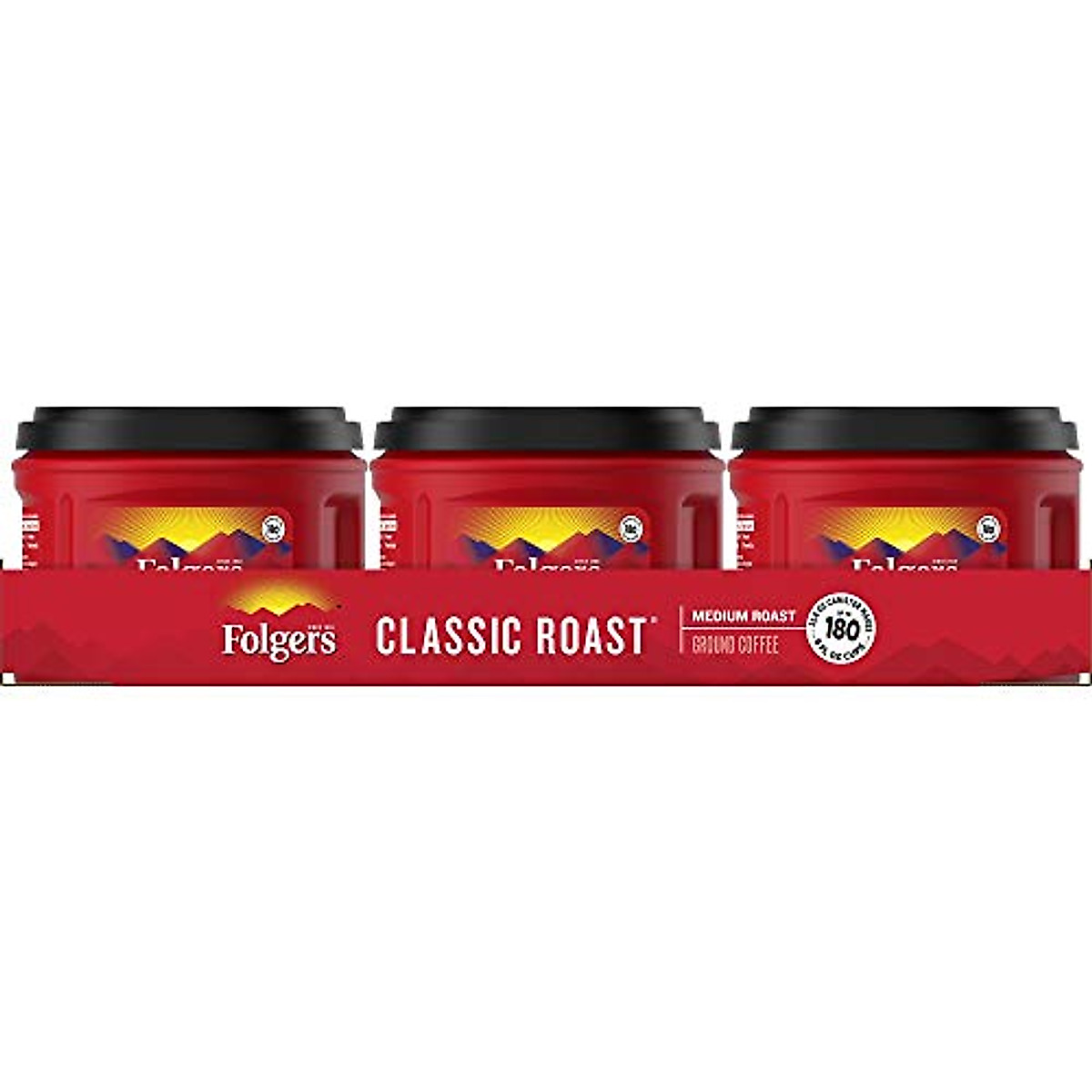 Folgers Classic Roast Medium Roast Ground Coffee, 22.6 Ounces (Pack of 3)