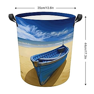 Laundry Hamper Yellow Beach Boat Freestanding Laundry Basket Thickened Waterproof Collapsible Clothes Hamper Storage for Clothes Toys Dorm And Family