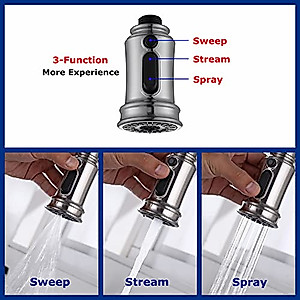 RKF Commercial Kitchen Faucet with Pull Down Spray Head,Single Lever Handle Pull Down Sprayer Kitchen Faucet with Deck Plate and Soap Dispenser,Brushed Nickel,PD05T-32/BN