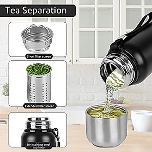 GENTSAM Metal Stainless Steel Insulated Water Bottle Double Walled Leak Proof Vacuum Flask Thermal Mug for Indoor Use (Black, 34oz/1000mL)