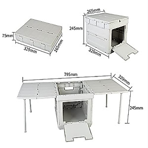 GOVNPJ Camping Storage Box, Foldable Picnic Storage Crate Stackable Plastic Table Storage Box Container, Collapsible Storage Bins with Lids for Camping Car Storage, Yard, Tent(Grey)