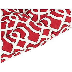 Pillow Perfect Trellis Indoor/Outdoor Sofa Setee Swing Cushion, Tufted, Weather, and Fade Resistant, 19" x 44", Red/Ivory New Geo, 1 Count