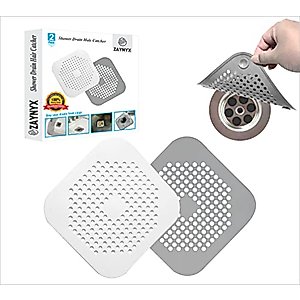 ZAYNYX 2 Pack Hair Catcher Shower Drain is Hair Stopper for Shower Drain Easy to Install Tub Drain Hair Catcher with 4 Suction Cups Suits for Bathroom Bathtub Kitchen (Grey and White)