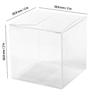 HOZEON 150 PCS Clear Favor Boxes 2 x 2 x 2 inches, Clear Plastic Gift Boxes, Transparent Gift Box for Candy, Cookies, gift, Wedding, Birthday Party, Cupcakes, Thanksgiving, Christmas