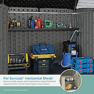 Suncast Horizontal and XL Vertical Shed Shelf Kit, Space-Saving Shelf for Outdoor Storage Sheds, 67" W x 10.25" D x 1.25" H, Black, BMSASHELFH2
