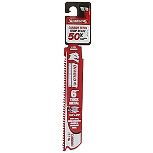 Freud DS0608CF Steel Demon Carbide-Tipped Reciprocating Blades for Thick Metal Cutting, 6-Inch