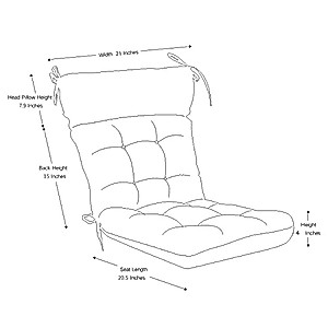 QILLOWAY Indoor/Outdoor High Back Chair Cushion,Spring/Summer Seasonal Replacement Cushions.(Grey)