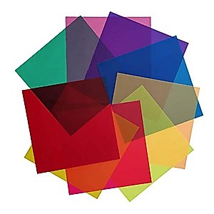 Best Starloop 18 Pack Light Gels Colored Overlays Transparency Color Film Plastic Sheets Correction Gel Light Filter Sheet, 20x20cm,9 Assorted Colors 2 Sets