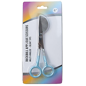 Duckbill Scissors, 6" Duckbill Shears For Art, Crafting, Fabric, Thread, Needlework and Embroidery (Blue)