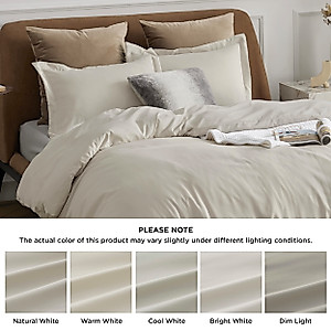 Bedsure Linen Duvet Cover Oversized Queen Size - Soft Double Brushed Duvet Cover for Kids with Zipper Closure, 3 Pieces, Includes 1 Duvet Cover (98"x98") & 2 Pillow Shams, NO Comforter