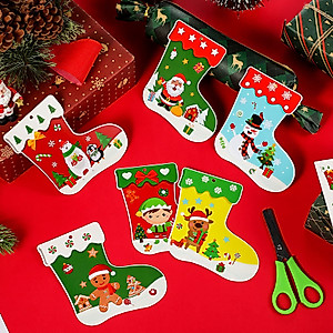 48 Pcs Christmas Craft Kits for Kids Christmas Stockings Christmas Tree Stockings Ornaments Kit Make Your Own Christmas Craft DIY Stockings Cutouts for Holiday Farmhouse Decor Handcraft Supplies