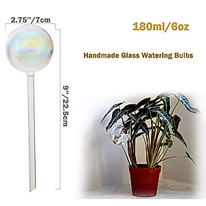Ahhute 3 Pack Plant Watering Globes - Iridescent Rainbow Gradient Color Glass Watering Globes - Watering Bulbs for Outdoor Plants Indoor Plants - Plant Self Watering Devices