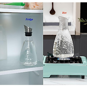 50 Ounces Borosilicate Glass Carafe with Lid, Drip-free Glass Pitcher for Hot/Cold Water, Ice Tea and Lemonade Beverage