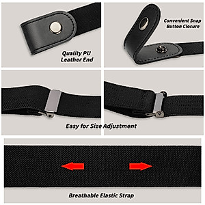 macoking No Buckle Belt Women Belts for Jeans No Show Elastic Belt for Women Men 2 Pack