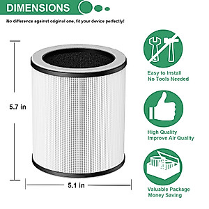 Skydiras 4 Pack P60 True HEPA Filter Replacement, Compatible with TPLMB P60 Air Purifier and nd Vhoiu KJ50 Air Cleaner Purifier, Part Number P60-RF, 3-Stage H13 True HEPA Filter