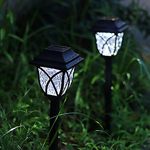 Yomxjs 6 Pack LED Solar Landscape Garden Lights Solar Pathway Lights Outdoor, Waterproof Solar Powered Pathway Lights for Yard, Patio, Landscape, Walkway (Cool White)