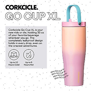 Corkcicle Go Cup XL Insulated Tumbler with Lid and Straw, Lover, 30 oz – Reusable Water Bottle Keeps Beverages Cold for 12hrs – Cupholder Friendly Tumbler, Leak-Proof Design