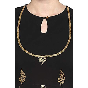 Janasya Indian Women's Black Poly Crepe Kurti with Dhoti Pant(SET182-KR-DH)